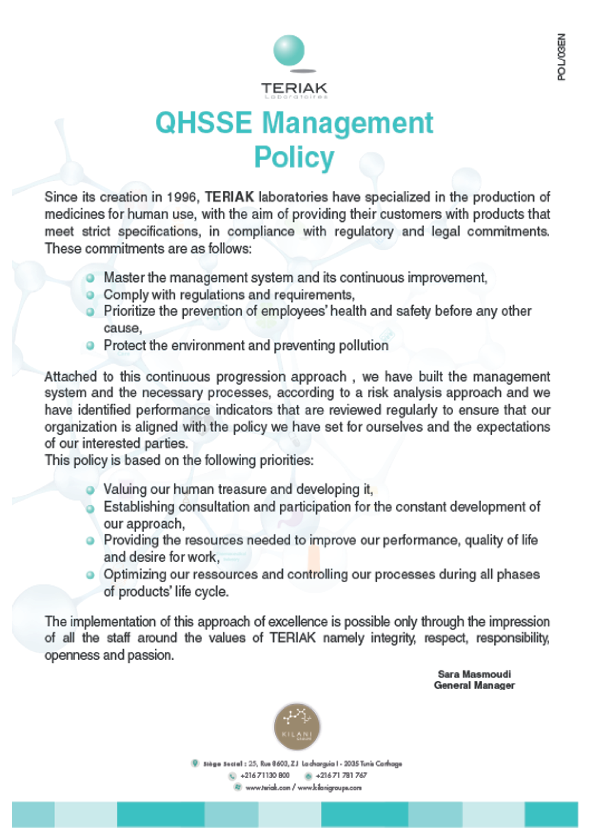 QHSSE policy | TERIAK