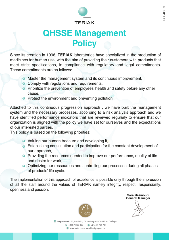 QHSSE policy | TERIAK